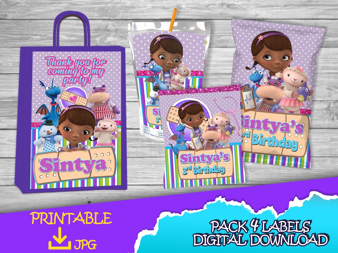 Doc Mcstuffins Birthday Pack Chip Bag fruit Snacks-favor - Etsy
