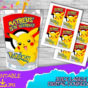 Pokemon Party Pack -chip Bag -fruit Snacks-favor Bag- Juice -bottle ...