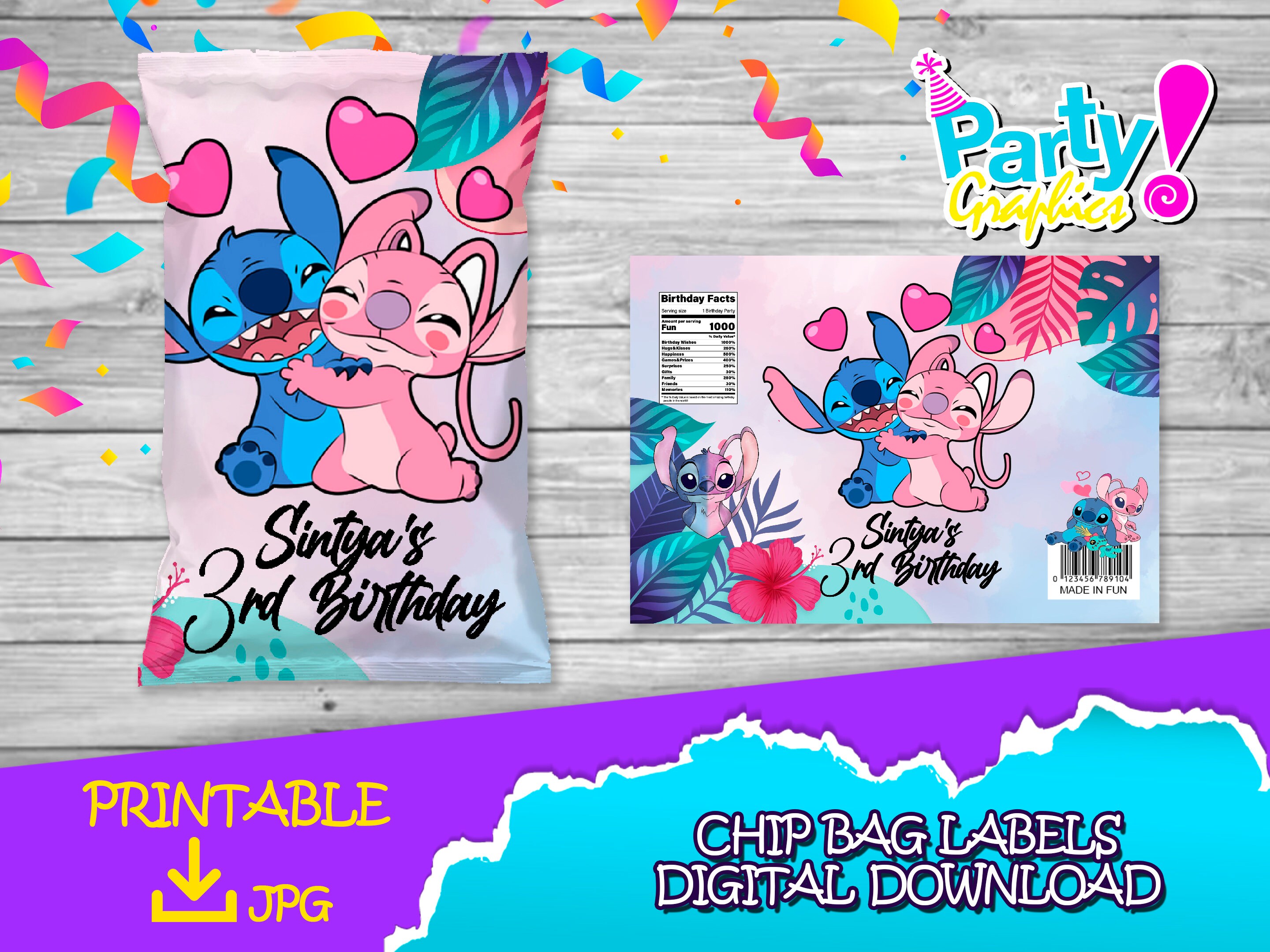 Stitch and Angel Party Pack chip Bag fruit Snacks-favor Bag - Etsy ...