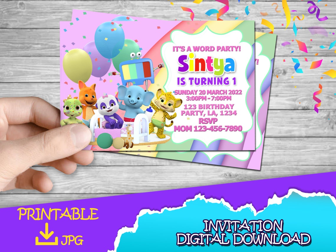 Word Party Birthday Invitation DIGITAL DOWNLOAD Word Party - Etsy