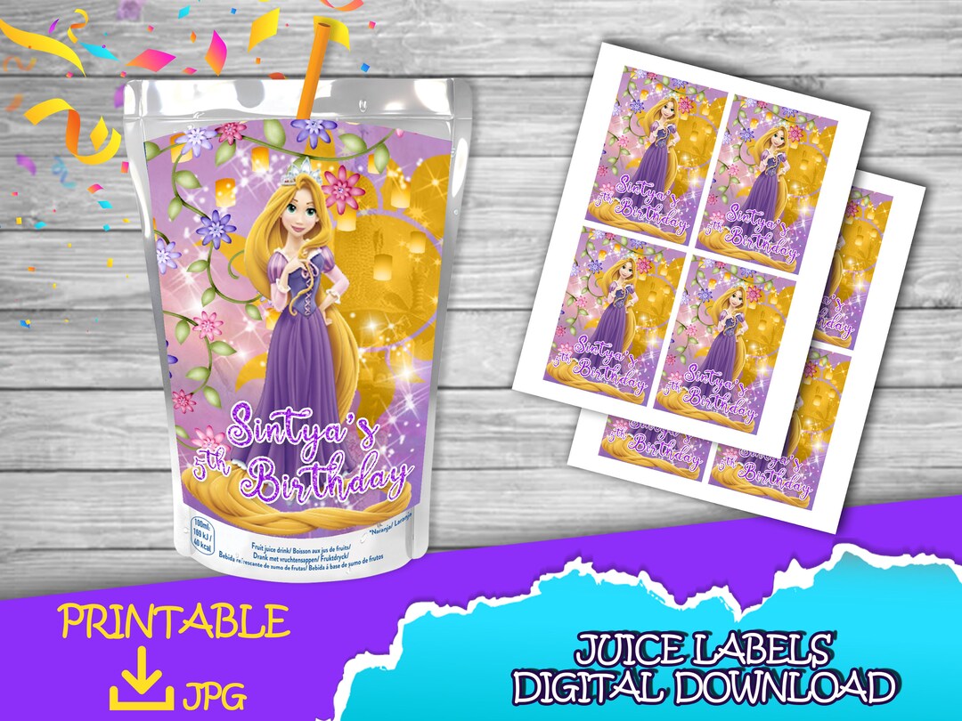 Tangled Birthday Party - Juice Label - DIGITAL DOWNLOAD- Tangled ...