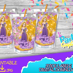 Tangled Birthday Party - Juice Label - DIGITAL DOWNLOAD- Tangled ...