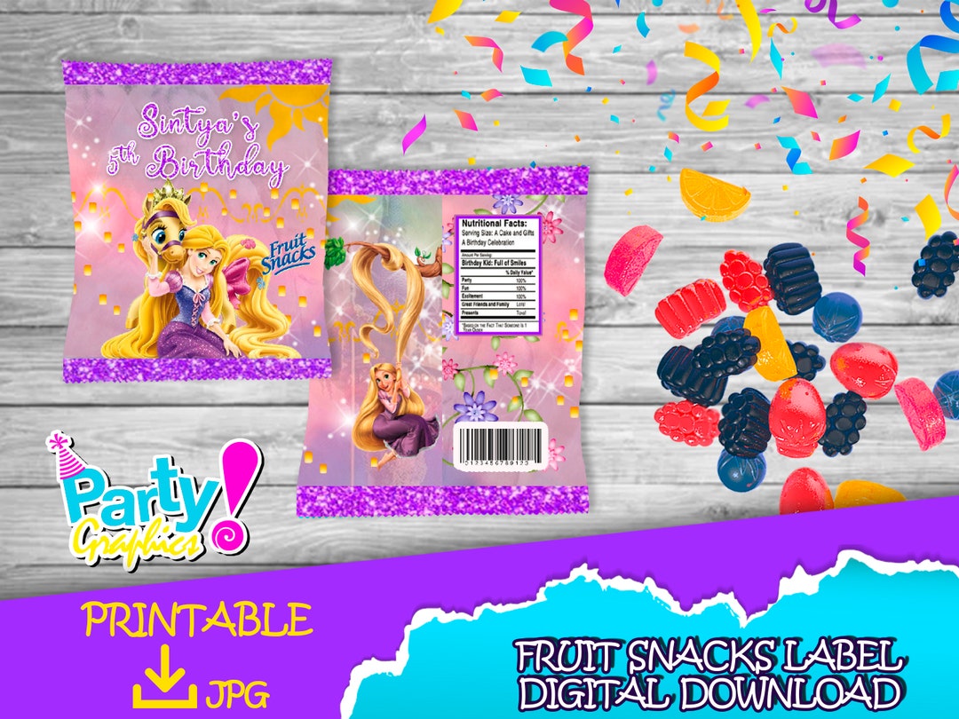 Tangled Birthday Party - Fruit Snacks Label- DIGITAL DOWNLOAD- Tangled ...