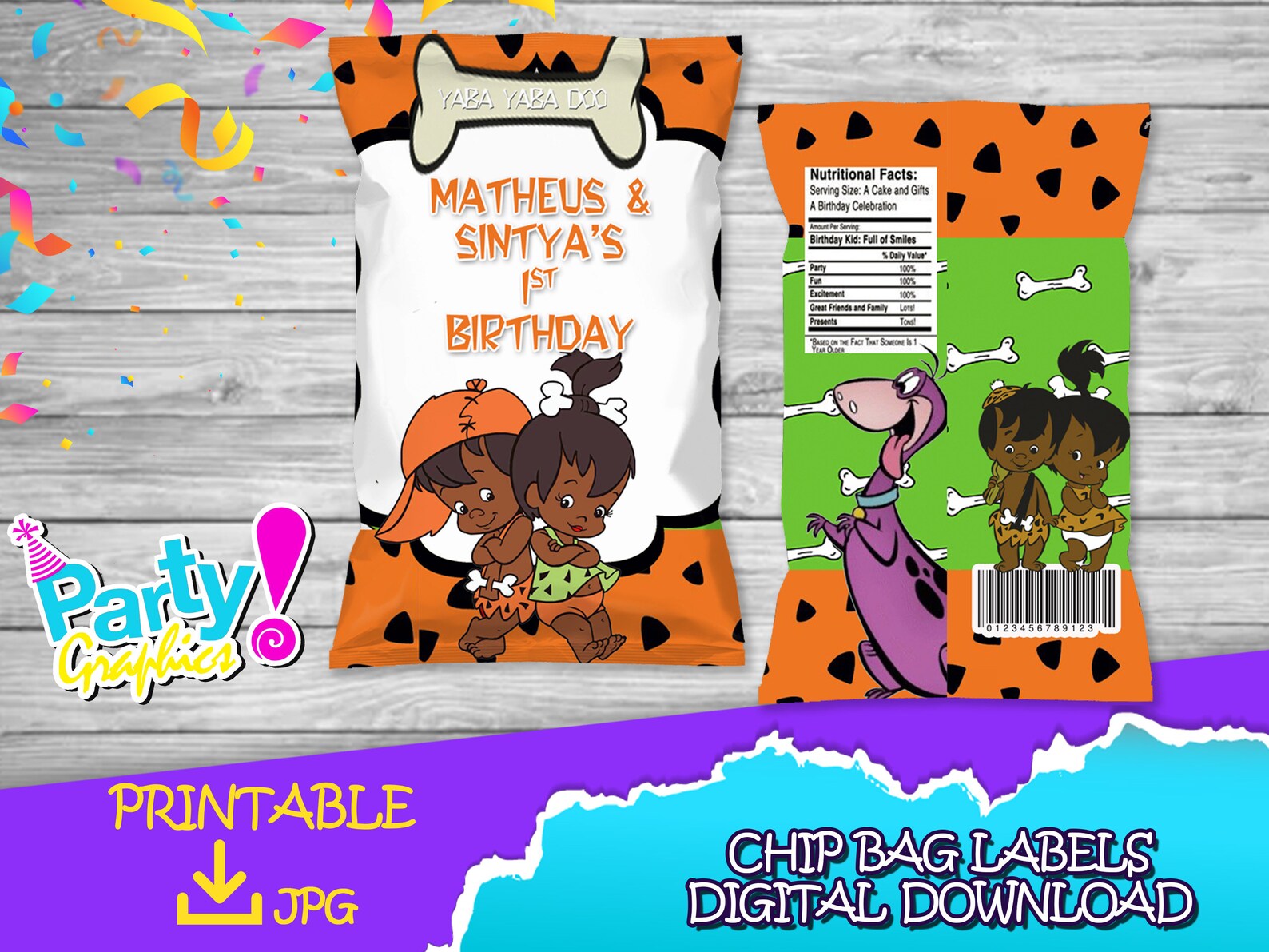 Pebbles and Bam Bam Birthday Pack Chip Bag fruit - Etsy