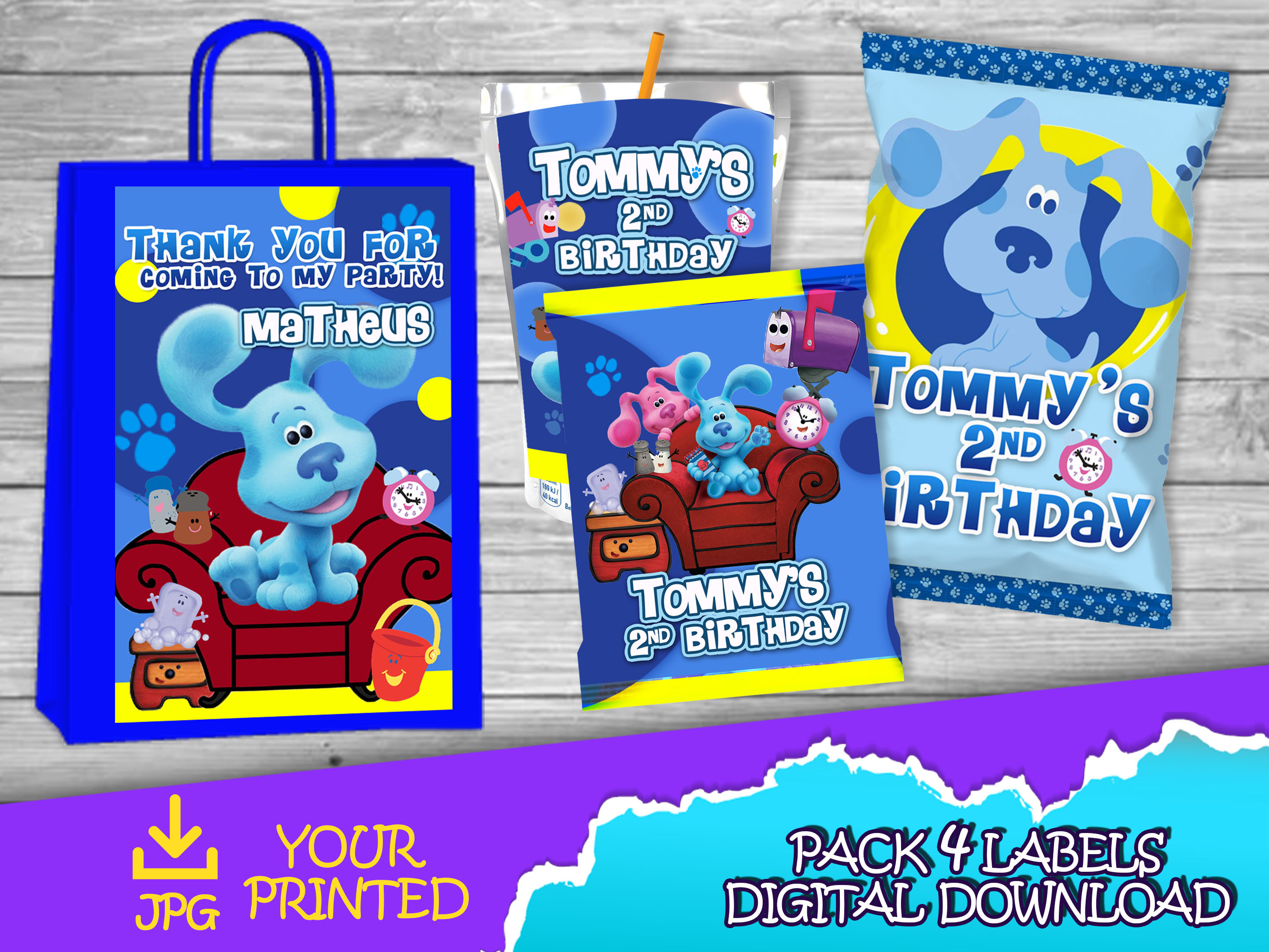 Blue's Clues Birthday Pack Chip Bag fruit Snacks-favor - Etsy