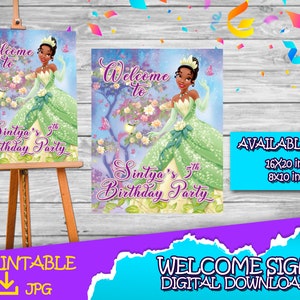 Welcome Sign TIANA - Princess Tiana Birthday Welcome Sign - Tiana ...