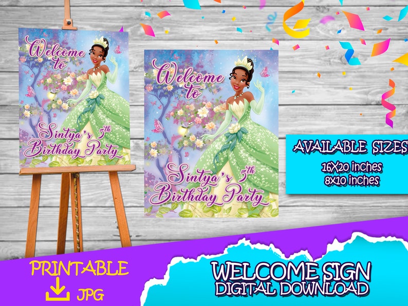 Welcome Sign TIANA Princess Tiana Birthday Welcome Sign - Etsy