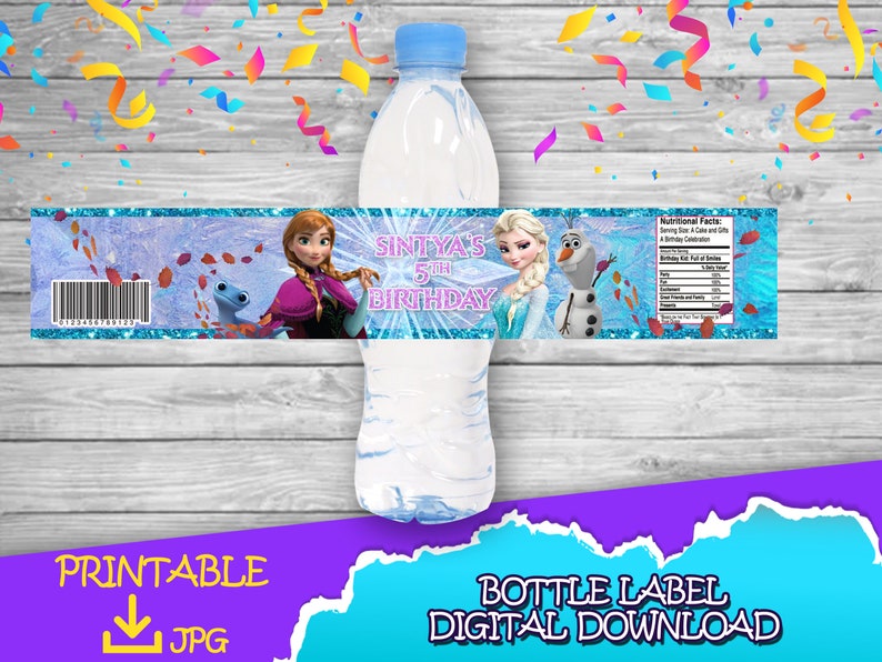 Frozen Birthday Party bottle Label DIGITAL DOWNLOAD Frozen - Etsy