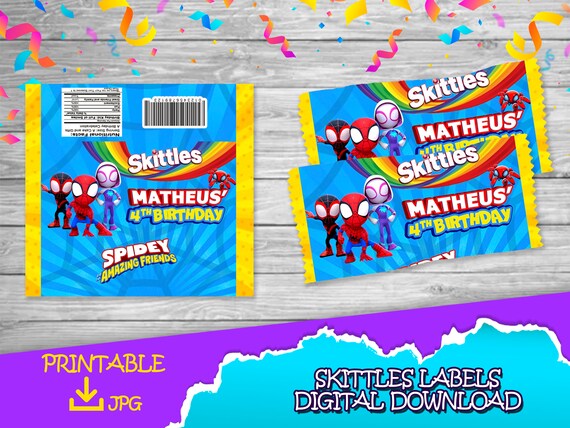Spidey and His Amazing Friends Skittles Labels Spidey and - Etsy