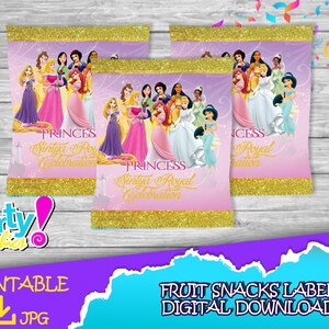 Princesses Birthday Pack -chip Bag -fruit Snacks-favor Bag- Juice ...