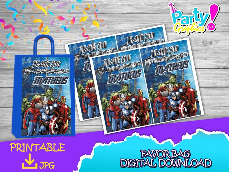 Avengers Birthday Party Favor Bag Label DIGITAL DOWNLOAD - Etsy