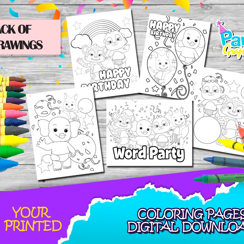Party Coloring - Etsy