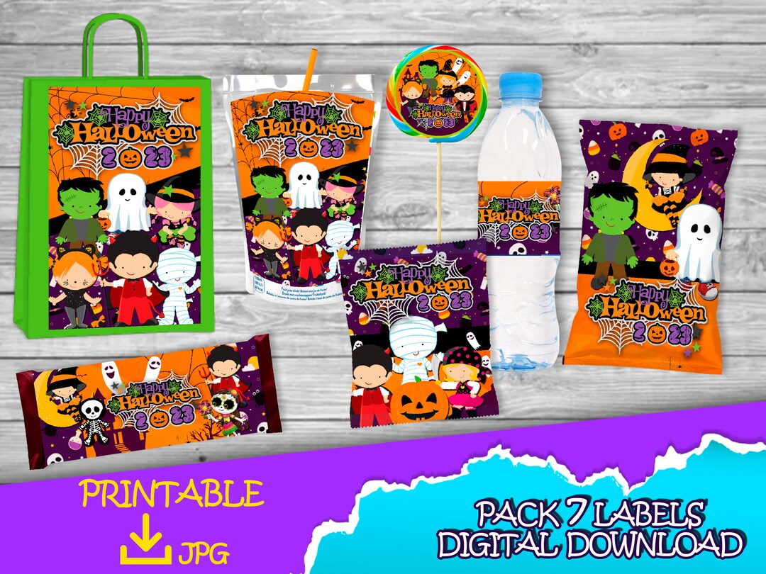 Halloween Party Birthday Pack - Chip Bag -fruit Snacks-favor Bag-juice ...