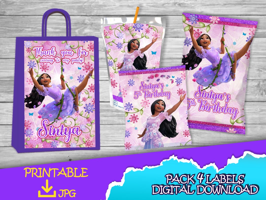 Isabella Encanto Birthday Pack - Chip Bag -fruit Snacks-favor Bag ...