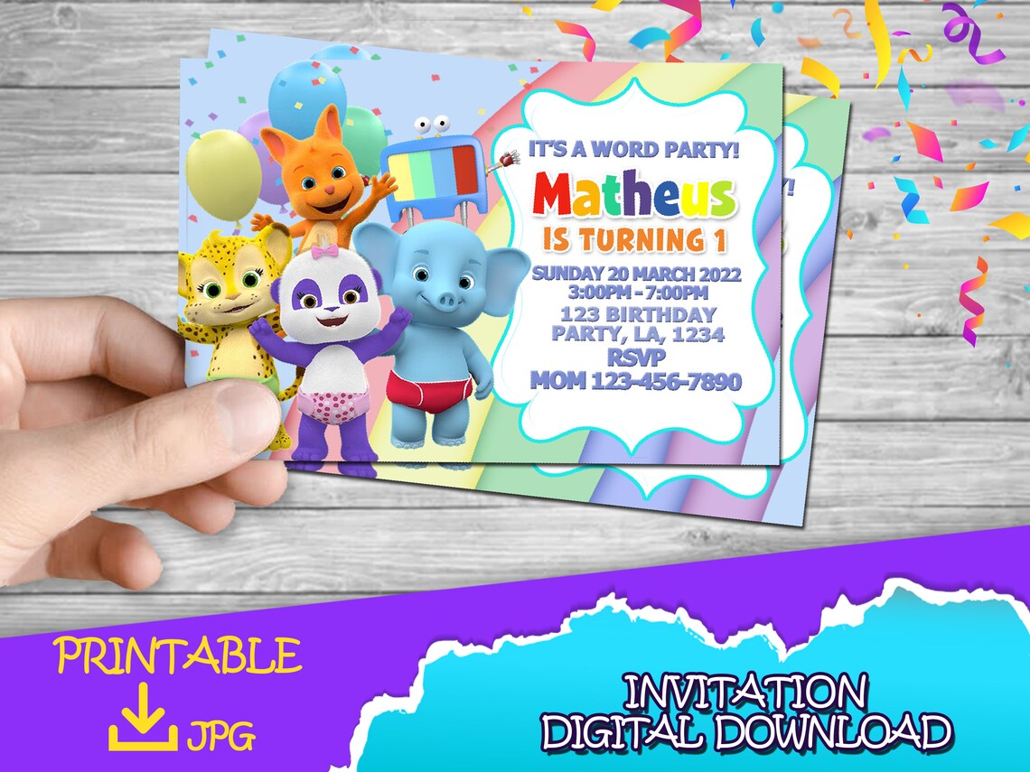 Word Party Birthday Invitation DIGITAL DOWNLOAD Word Party - Etsy