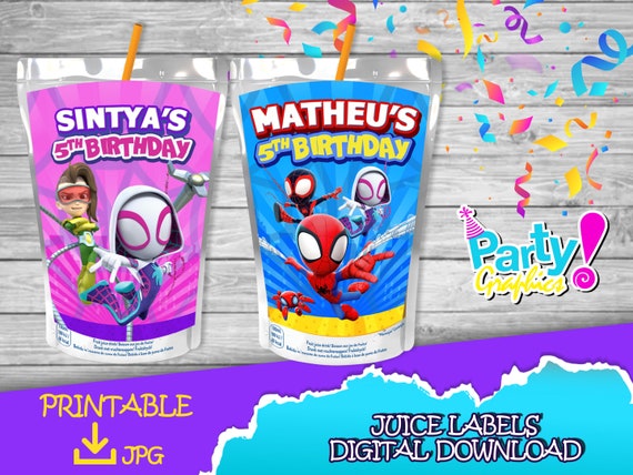 Spidey and His Amazing Friends Birthday Party juice Label - Etsy
