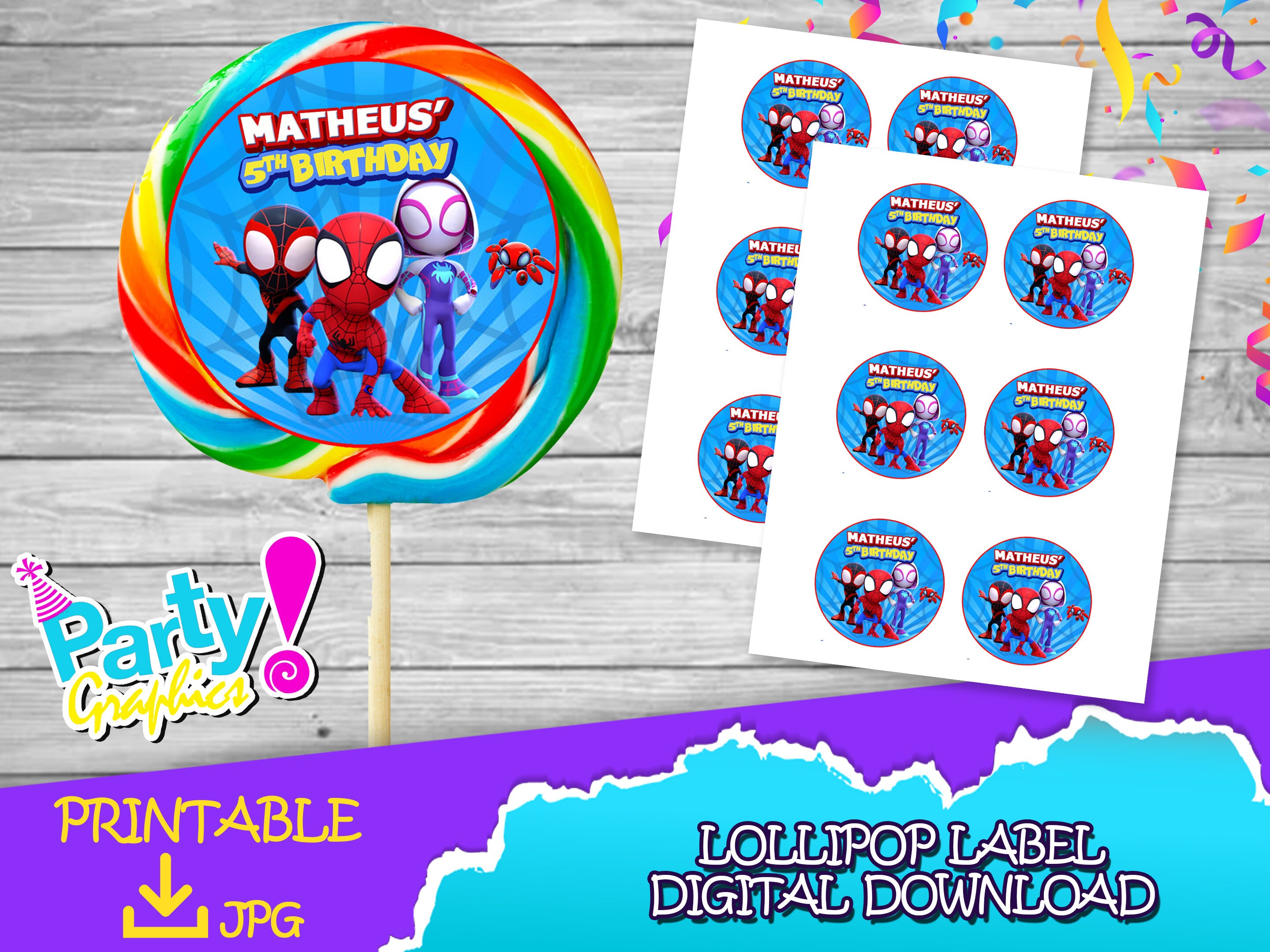 Spidey and His Amazing Friends Birthday Party Lollipop Label - Etsy
