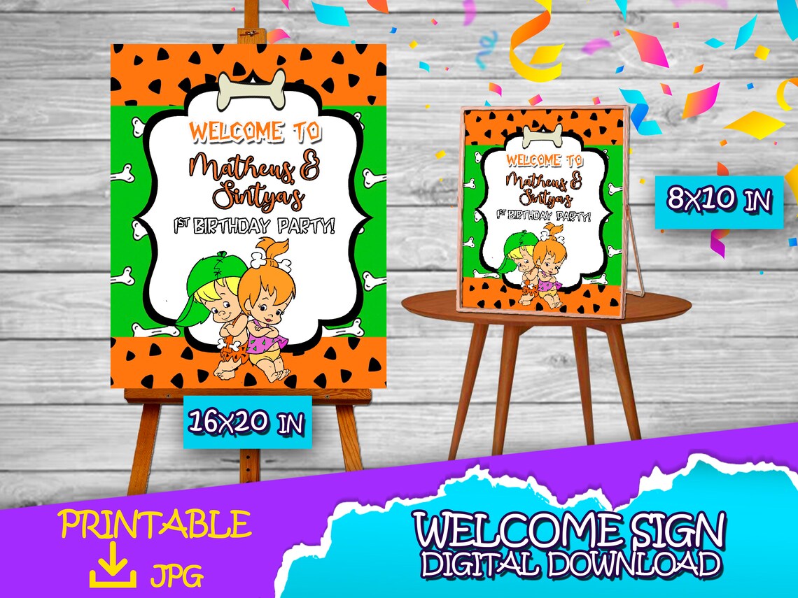 Welcome Sign Pebbles and Bam Bam Pebbles and Bam Bam - Etsy