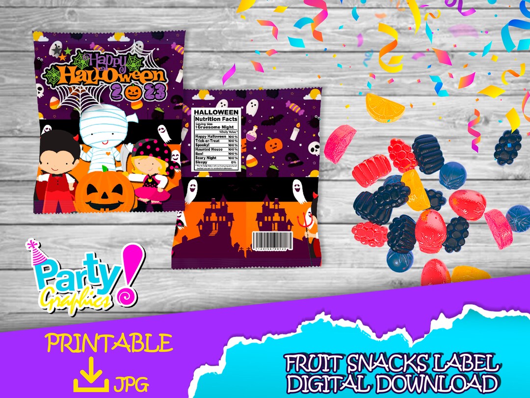 Halloween Costumes Birthday Party - Fruit Snacks Label- DIGITAL ...