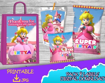 Princess Peach Chip Bag Birthday Party Potato Labels Labels - Etsy