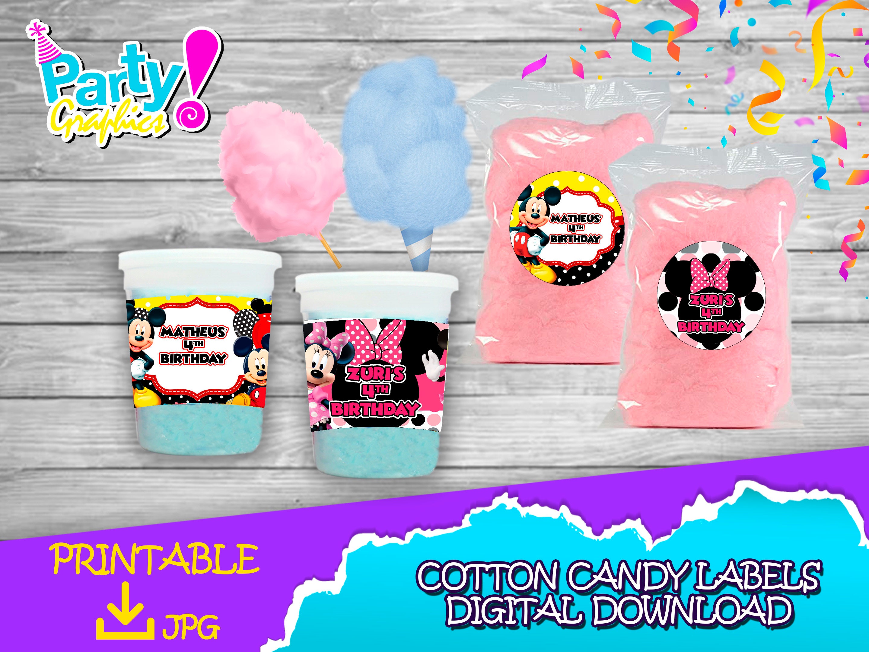 Mickey Mouse or Minnie Mouse Cotton Candy Mickey and Minnie - Etsy