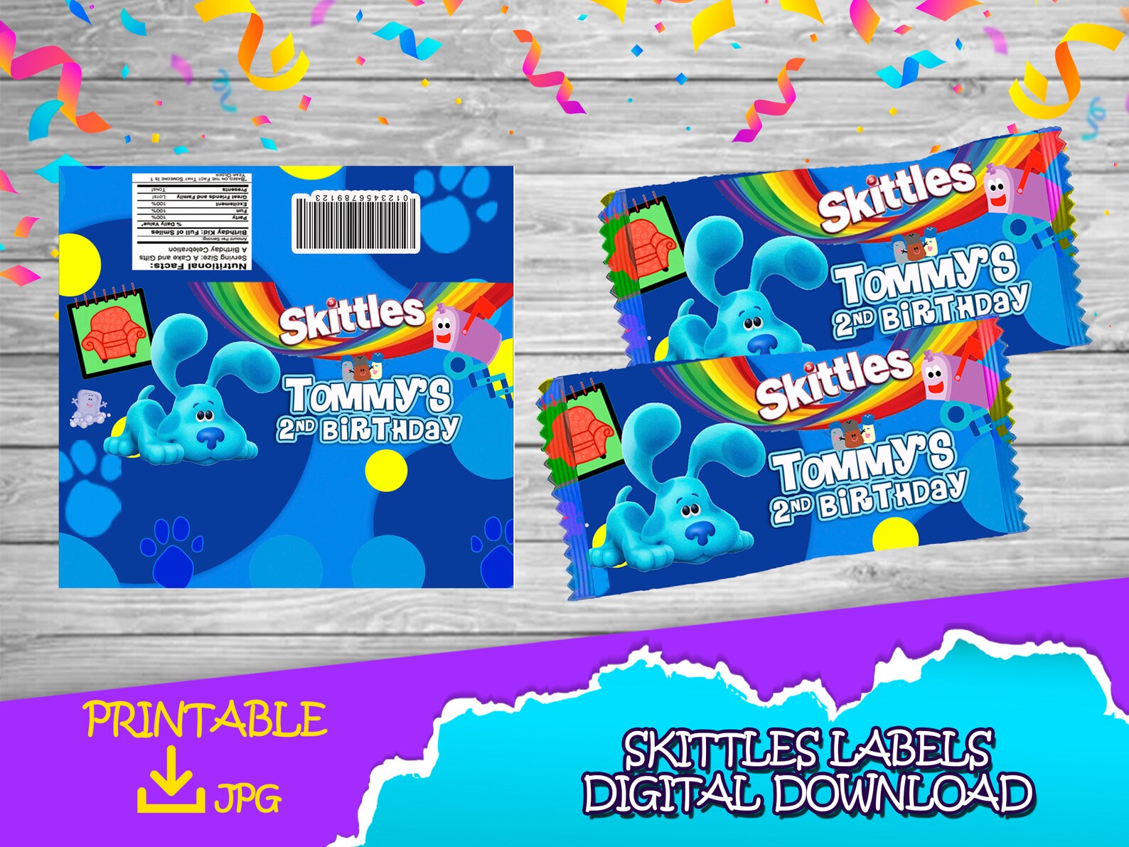 Blue's Clues Skittles Labels Blue's Clues Party - Etsy