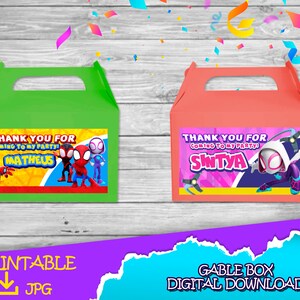 Spidey Box - Spidey Favor Box Label- Labes 5.50x3in - Gable Box Spidey ...