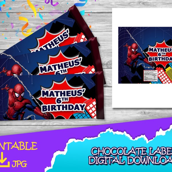 Spiderman Candy Bar Printable - Etsy
