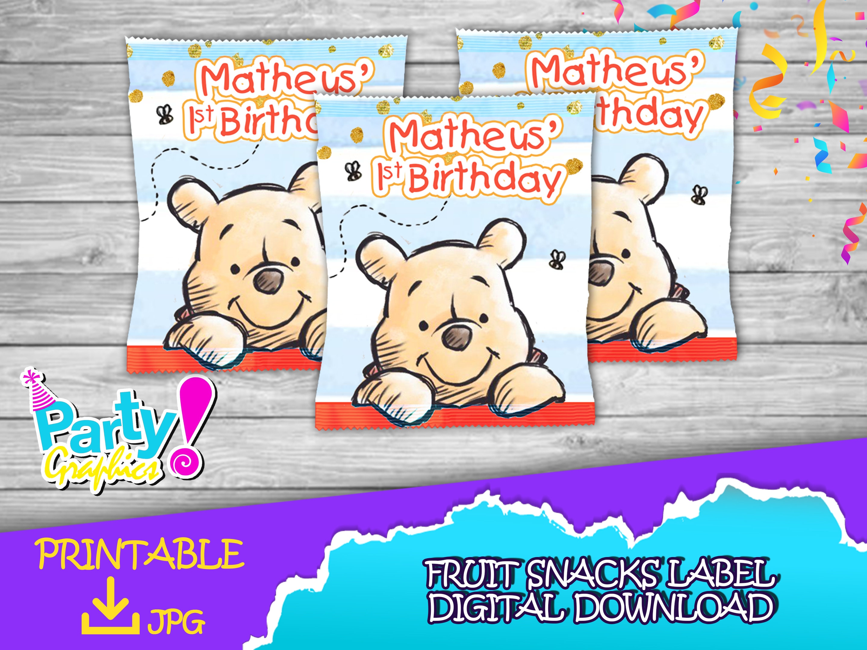 Winnie Pooh Pack chip Bag Fruit Snacks Favor Bag Juice - Etsy UK