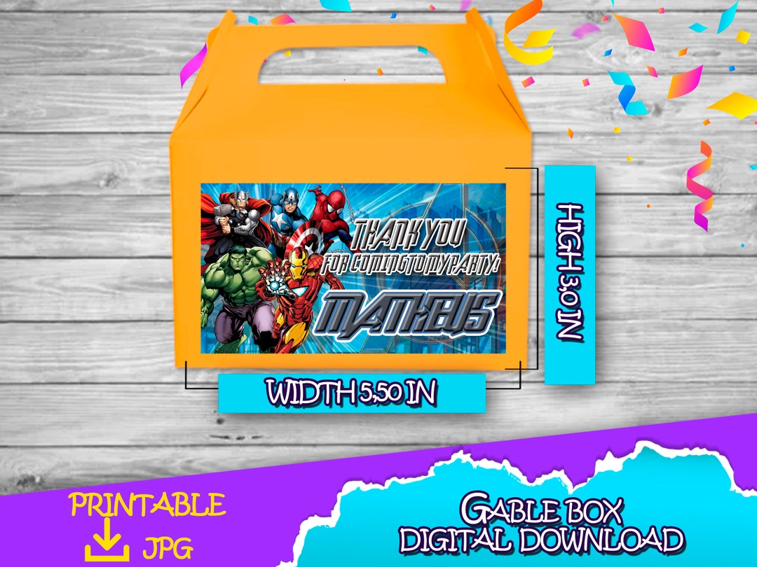 Avengers Box Avengers Favor Box Label Labes 5.50x3in Gable Box Avengers ...