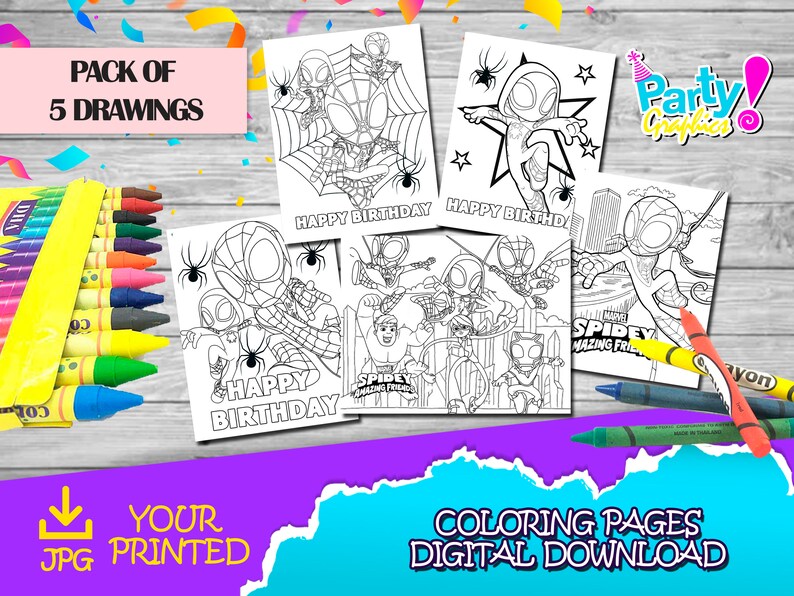 Spidey Coloring Packs Spidey and His Amazing Friends Birthday - Etsy