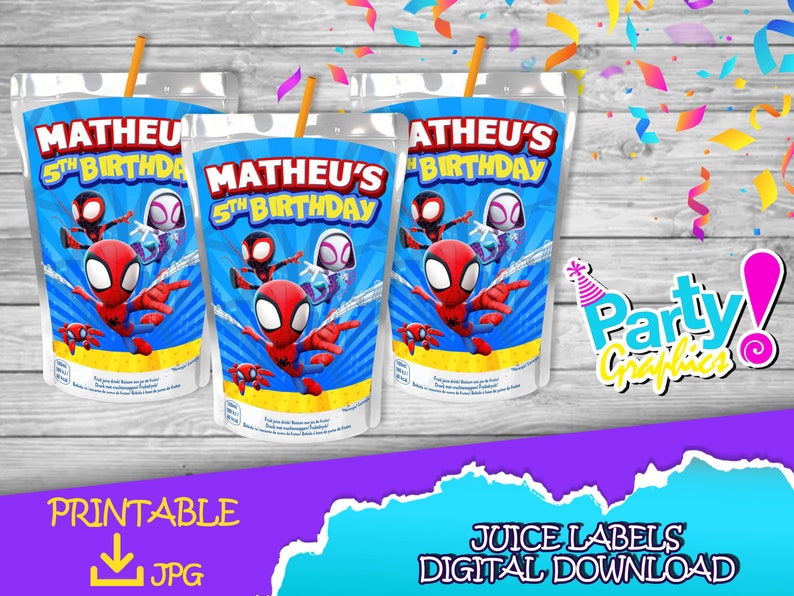 Spidey and His Amazing Friends Birthday Party juice Label - Etsy