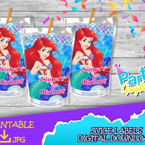 The Little Mermaid Birthday Pack - Chip Bag -fruit Snacks-favor Bag ...