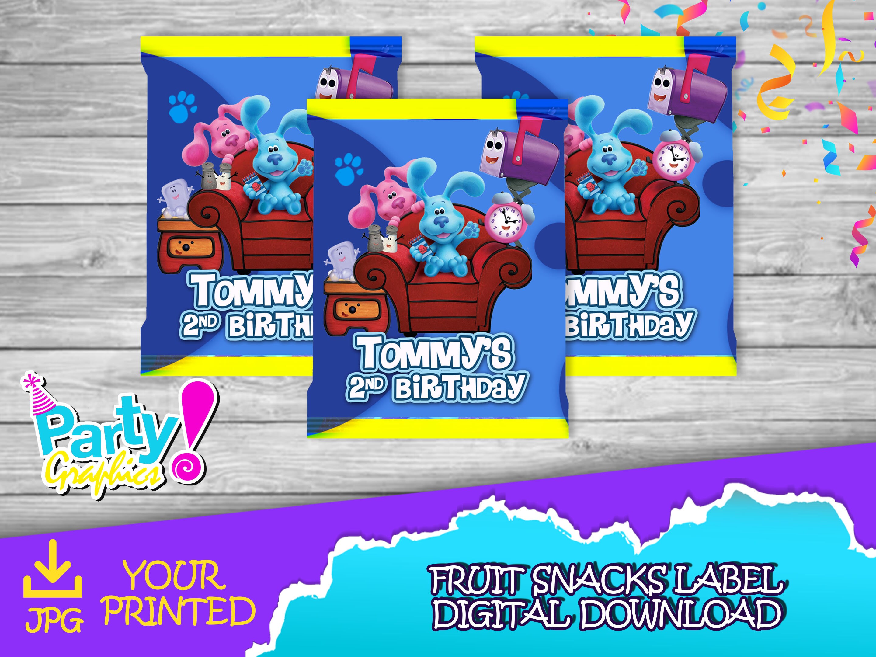 Blue's Clues Birthday Pack Chip Bag fruit Snacks-favor - Etsy