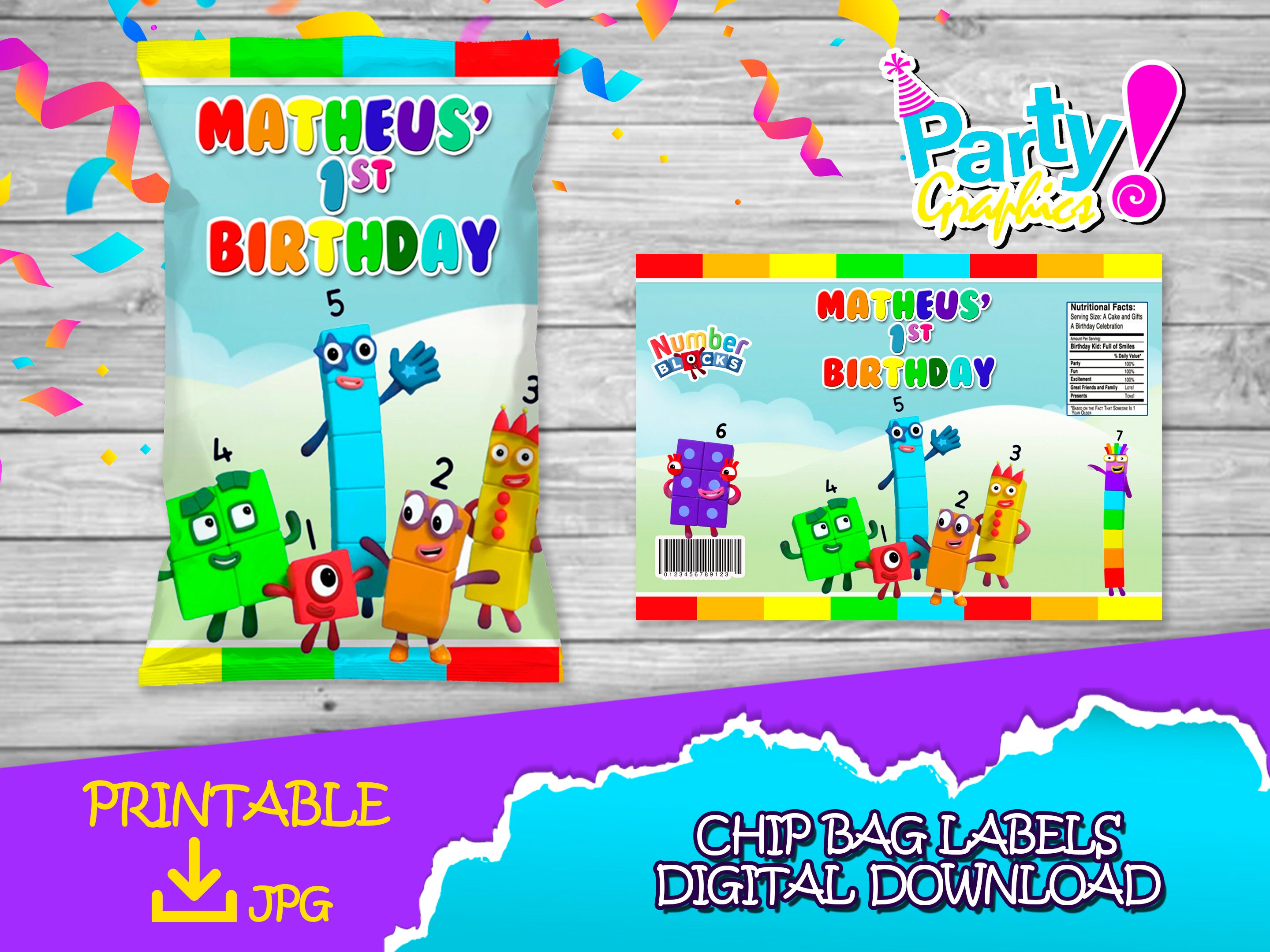 Numberblocks Chip Bag Label DIGITAL DOWNLOAD Numberblocks - Etsy México