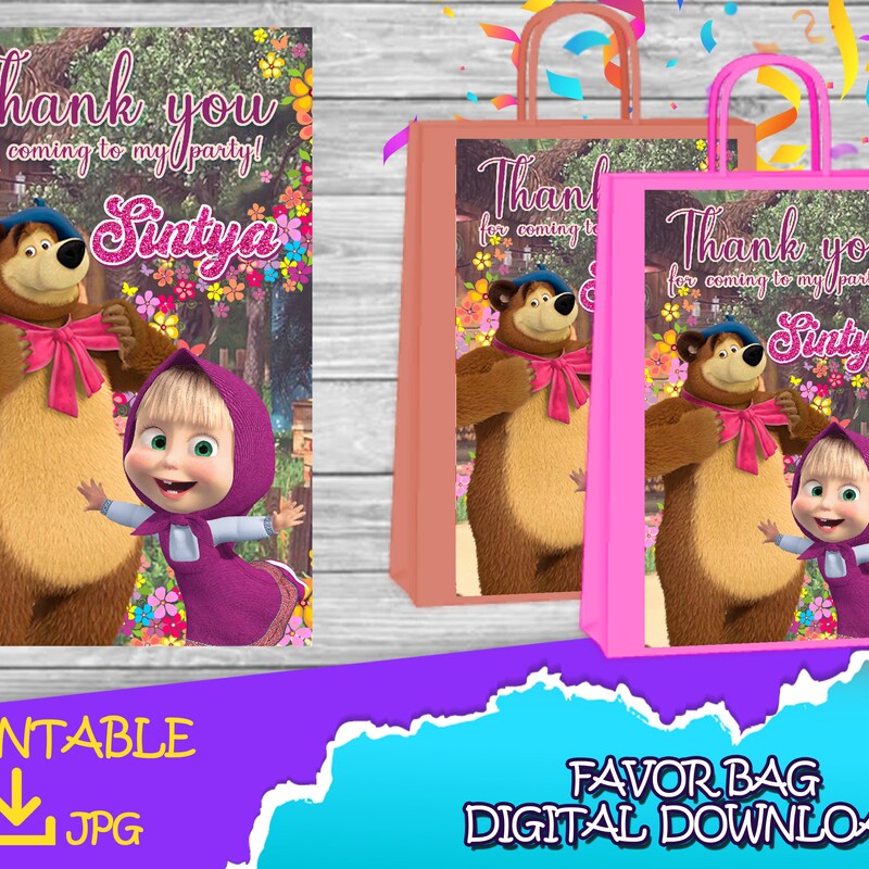 Masha and the Bear Party Supplies - Etsy