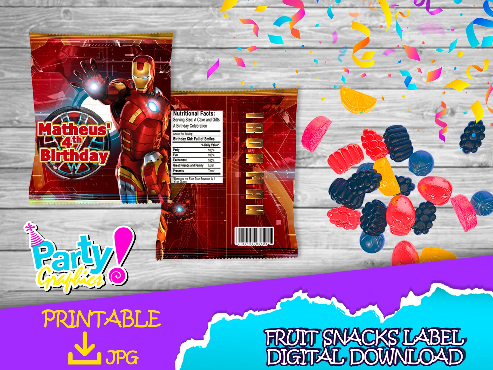 Iron Man Birthday Pack Chip Bag fruit Snacks-favor Bag - Etsy