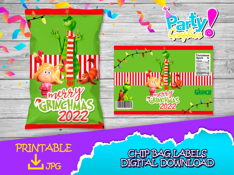 Grinch Pack Chip Bag Fruit Snacks Favor Bag Juice Etsy