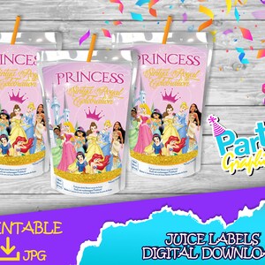 Princesses Birthday Party -juice Label - DIGITAL DOWNLOAD- Princesses ...