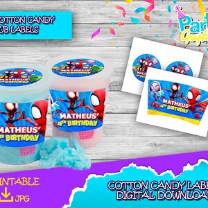 Spidey and His Amazing Friends Cotton Candy Labels - Spidey Cotton ...