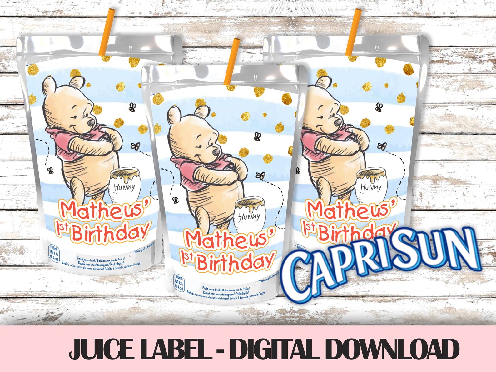 Winnie Pooh Pack chip Bag Fruit Snacks Favor Bag Juice - Etsy