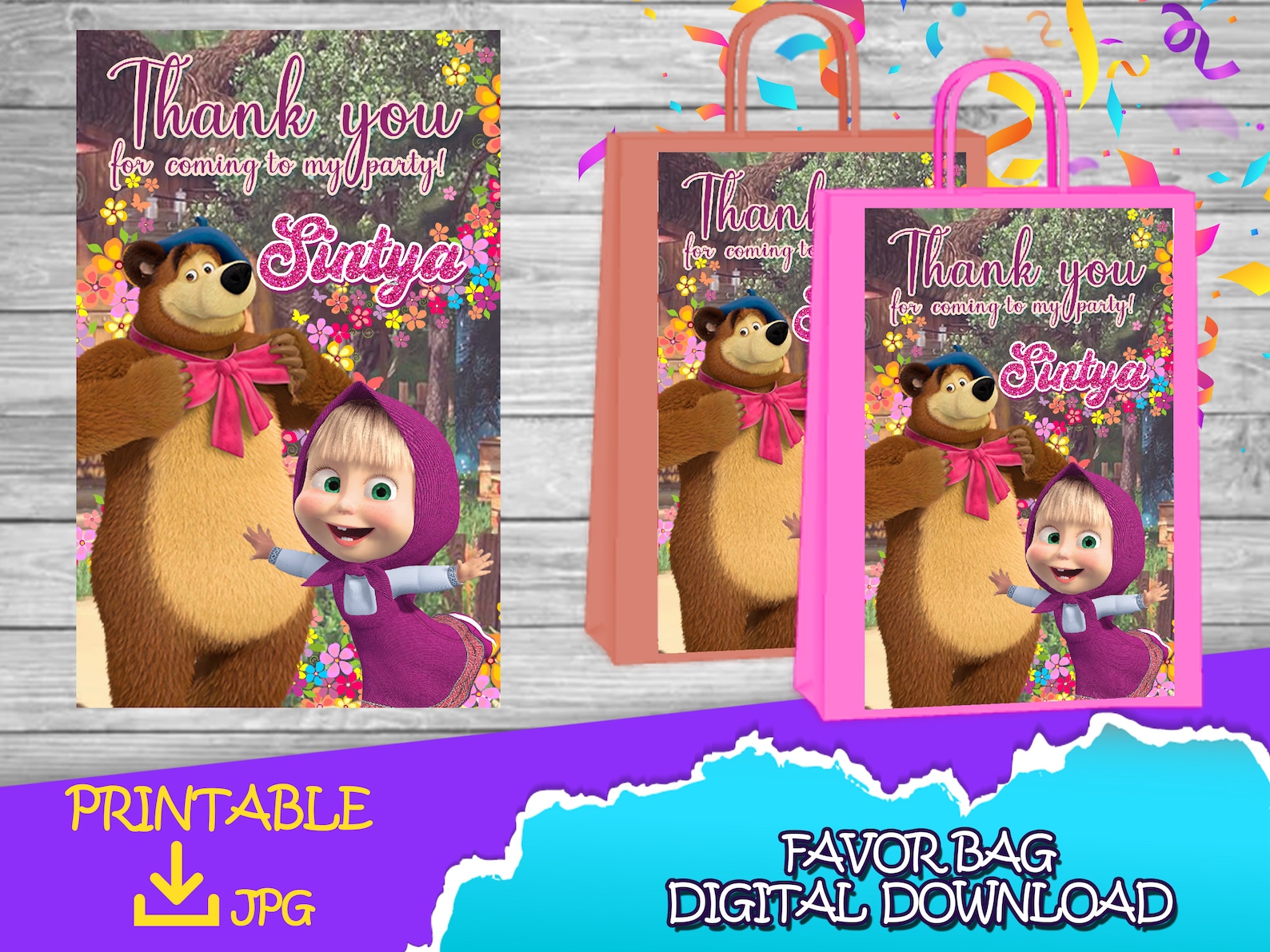 Masha and the Bear Birthday Pack chip Bag fruit Snacks-favor - Etsy