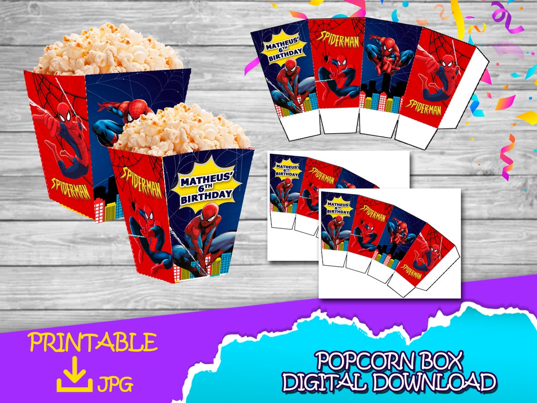 Spiderman POPCORN - Spiderman Popcorn Box - Candy Box - 4x2.75in ...