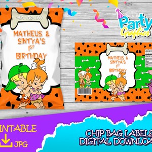Pebbles and Bam Bam Party - Chip Bag Label -DIGITAL DOWNLOAD - Pebbles ...