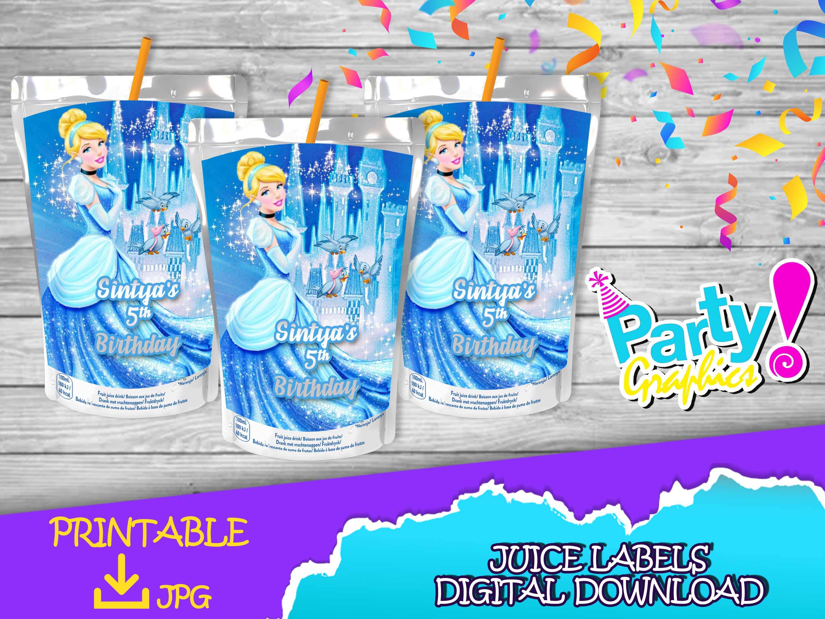 Cinderella Birthday Pack chip Bag fruit Snacks-favor Bag - Etsy