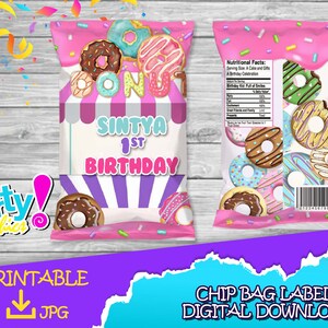 Donut Party - Chip Bag Label -DIGITAL DOWNLOAD - Donut Printable ...