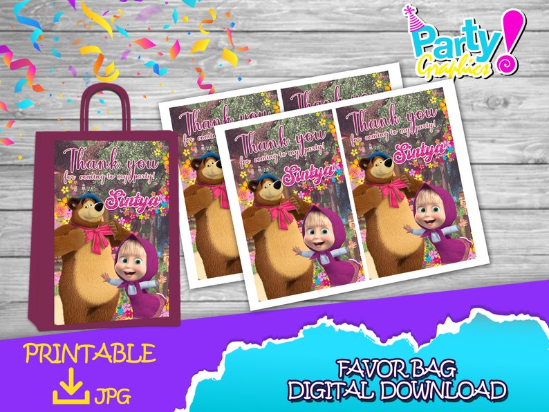 Masha and the Bear chip Bag-fruit Snacks-favor - Etsy