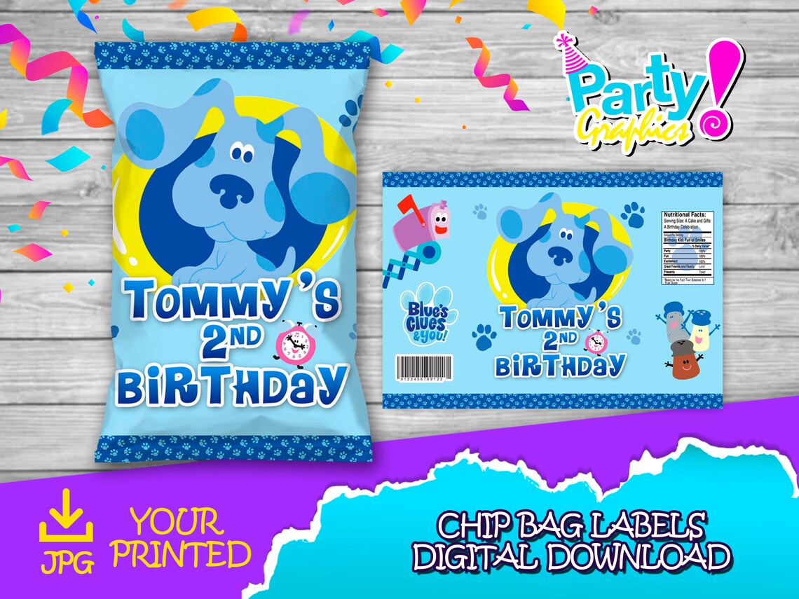 Blue's Clues Birthday Party Chip Bag Label DIGITAL - Etsy