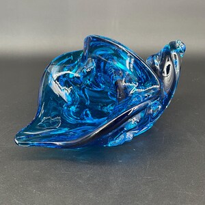 Vintage Blue Glass Conch Shell Abstract Art Handblown Figurine - Etsy
