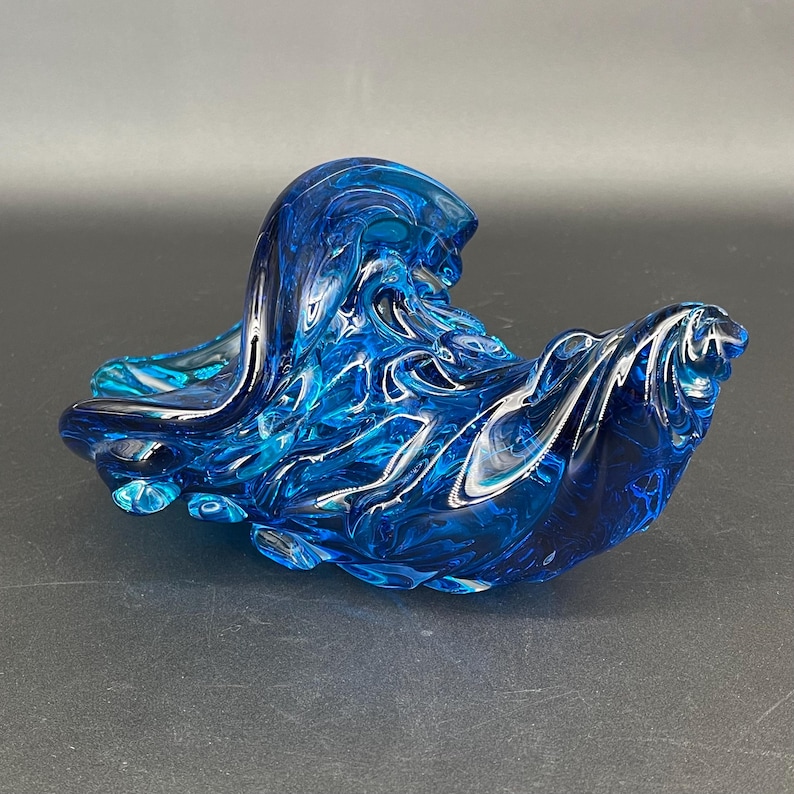 Vintage Blue Glass Conch Shell Abstract Art Handblown Figurine - Etsy